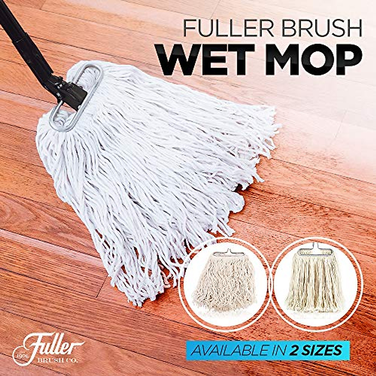 Fuller Brush Wet Mop – Absorbent & Professional Quality Cotton Yarn Floor Cleaner w/Steel Handle