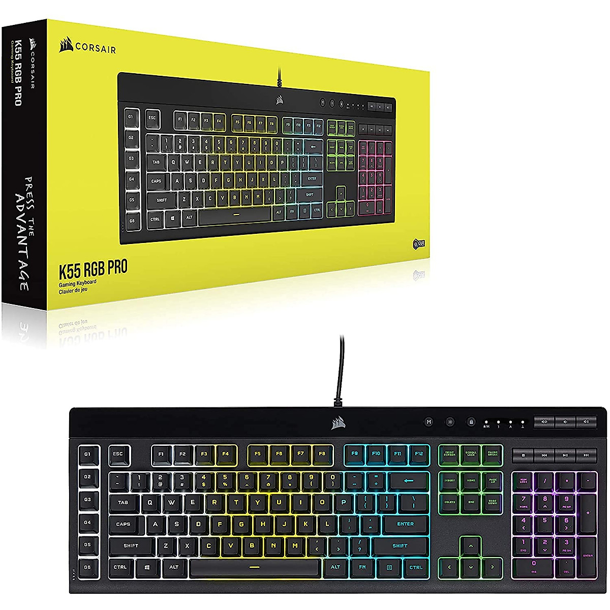 Corsair K55 RGB PRO Wired Gaming Keyboard (Renewed)