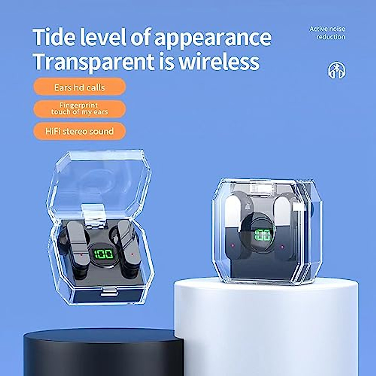 Bluetooth 5.3 Headphones, Wireless Earbuds with 40 Hours Playtime Charging Case, Deep Bass, IPX7 Waterproof Running Earphones with 4 Microphones for Clear Calls, LED Display, (Black)