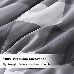 Andency Grey Queen Comforter Set, 3 Pieces Grey White Buffalo Check Plaid Bedding Comforter & Sets, Light Gray Soft Lightweight Fluffy All Season Bed Set