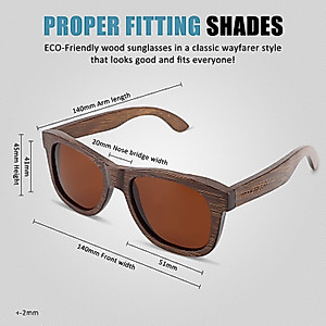 WOODWORD Polarized Wood Sunglasses for Men Women- Bamboo Wood Sunglasses with Wood Case (Brown)