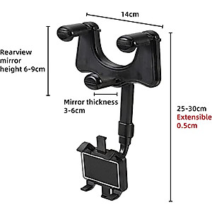 TwoHead 2022 Rearview Mirror Phone Holder for Car,360°Rotatable and Retractable Universal Multifunctional Adjustable Rear View Mirror Car Phone Holder Mount Fits Most Cars and Phone