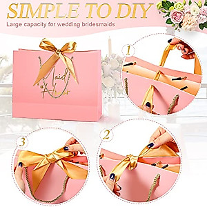 8 Pieces Bridesmaid Proposal Bags Bridesmaid Gift Bag Pink Bridesmaid Bags with Handles Brides Maid Gift Wrap Bags 2.6 x 10 x 4 Inches Paper Party Favor Bag for Birthday Wedding,3 Styles