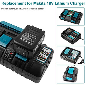 Fancy Buying 4-Port 18V DC18SF Fast Charger with Dual USB Port Compatible with Makita 14.4V 18V LXT Li-ion BL1830 BL1840 BL1850 BL1860 BL1815 BL1430, Replace Makita DC18SF DC18RC DC18RD DC18RA