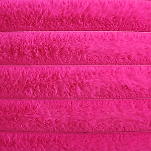 FUTEI Hot Pink Striped Decorative Throw Pillow Covers 18x18 Inch Set of 2,Square Spring Decorations Couch Pillow Case,Soft Cozy Faux Rabbit Fur & Velvet Back,Modern Home Decor for Bed