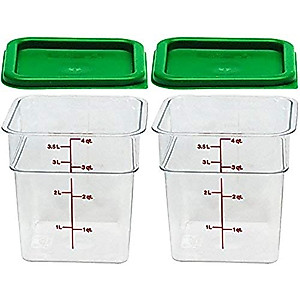 Cambro Polycarbonate Square Food Storage Containers 4 Quart With Lid - Pack of 2
