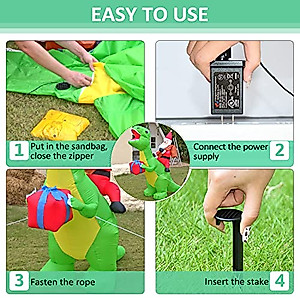 BOOWOO 6 FT Christmas Dinosaur Inflatable Decoration, Inflatable Santa Ride on Dinosaur, Christmas Inflatable Yard Decoration for Xmas Outdoor Garden