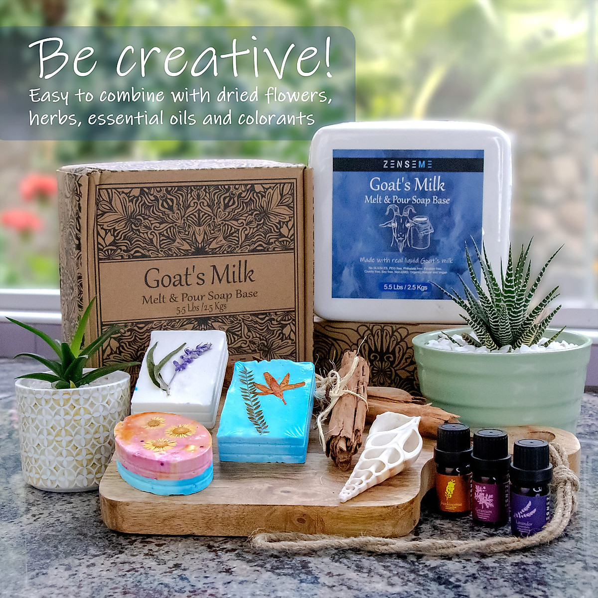 ZenseMe Bundle of Soap Making Kit with 5.5 LB Goats Milk | DIY Bundle, Melt and pour organic natural supplies for adults, beginners