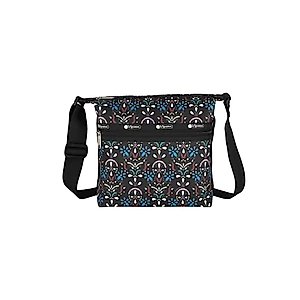 LeSportsac Cloistered Jewels Small Hobo Crossbody Handbag, Style 3709/Color E469, Mosaic Art Tiles Designed in Colorful Crest & Flower Motifs, Vibrant Jewel Tones: Ruby, Azure, Emerald