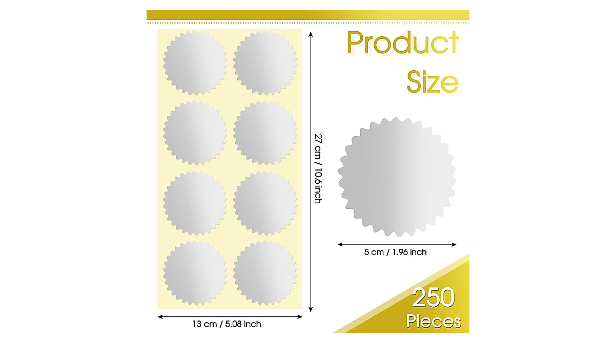250 Round Metallic Labels for Certificates & Awards