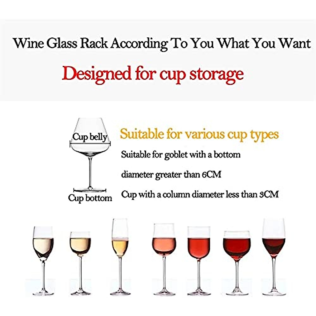 Metal Wine Glass Holder, Wine Glass Holder, Wine Glass Holder Wine Rack Kitchen Decoration (Size : 50cm/19.7in)