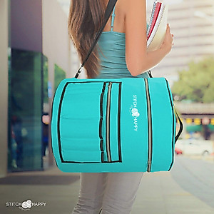 Stitch Happy XL Knitting Bag (Peacock) 7 Pocket Yarn Bag, Crochet Bag, Yarn Storage, Crochet Storage