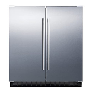 FFRF3075WSS 30" Side-by-Side Compact Refrigerator and Freezer with 5.4 cu. ft. Capacity LED Lighting Frost Free Operation High Temperature and Open Door Alarm in Stainless Steel and White Cabinet