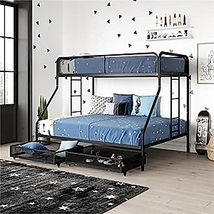 DHP Joslin Twin/Full Bed with Storage, Black Metal Bunk