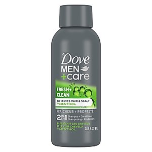 DOVE MEN + CARE Fortifying 2 in 1 Shampoo and Conditioner for Normal to Oily Hair Fresh and Clean with Caffeine Helps Strengthen Thinning Hair 3 oz (Pack of 12)