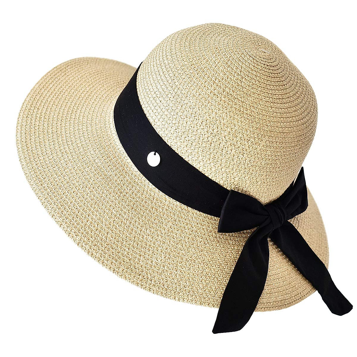 SOMALER Womens Straw Sun Hats Wide Brim Foldable Beach Hats UV UPF 50+ Summer Sun Travel Hat for Women
