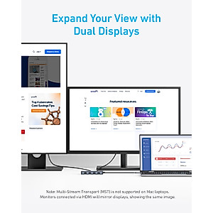 Anker 7-in-1 USB C Hub, Dual-Display USB-C Docking Station, Dual HDMI Display, 100W Power Delivery, 10Gbps Data Transfers, USB Ports for MacBook Air/Pro, Dell XPS, and More