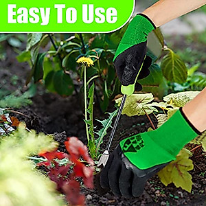 Weed Puller Tool Garden Hand Weeder Tool Hand Weeder Dandelion Weeder Tool with Ergonomic Handle Stainless Steel Weed Puller with Gloves for Garden Weed Removel, Manual Weed Puller Bend