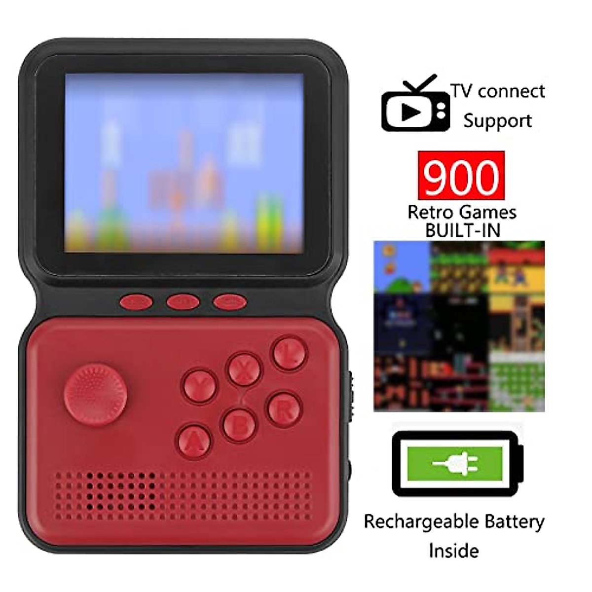ReignSword Retro Handheld Rocker Game Console, Mini Arcade Machines Multiple Emulators Built-in Classical Games, Portable Handheld Video Games for Kids and Adult, Console Box Support TV Output (Red)