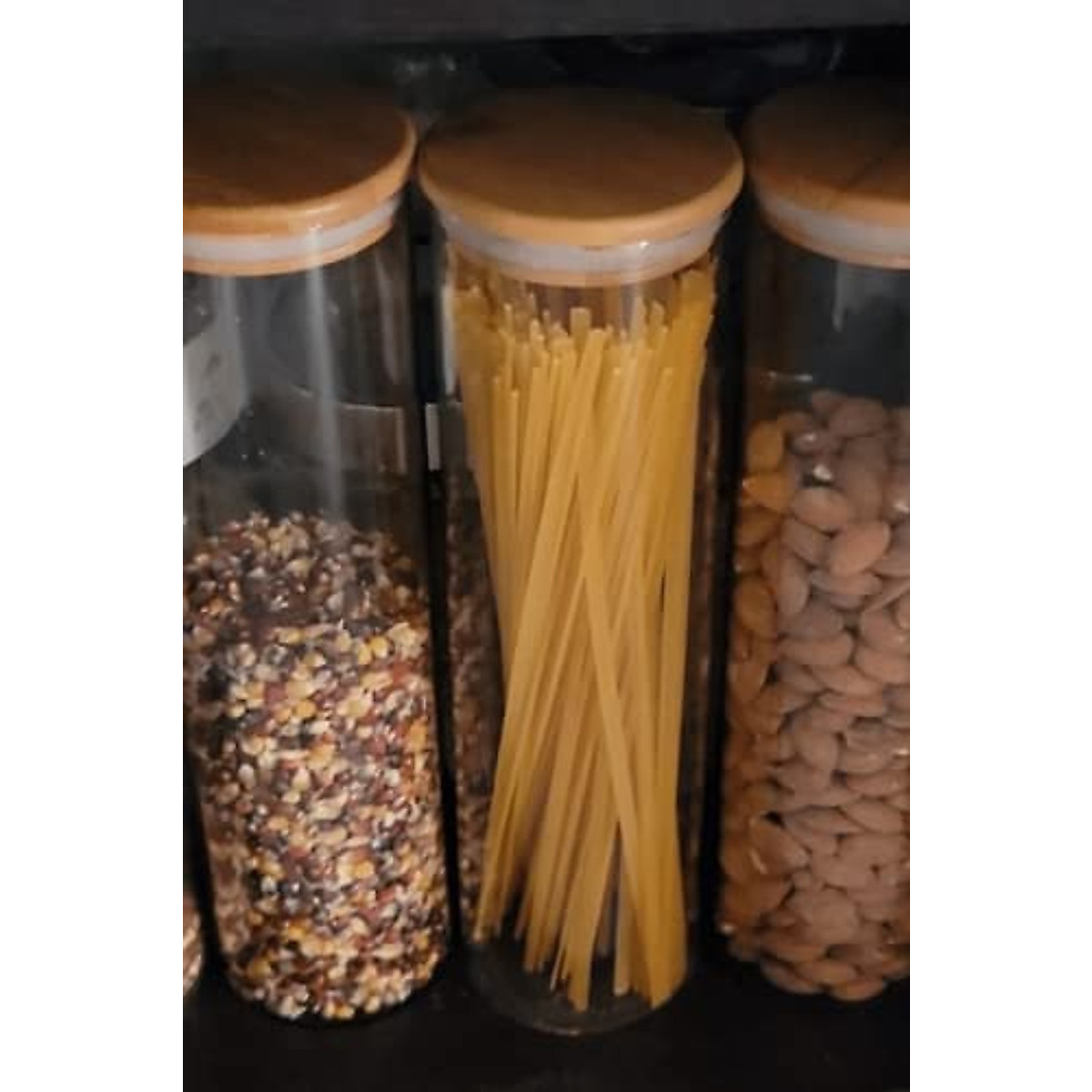 Cestari Pasta Storage Jars: Spaghetti Container Glass Pasta Jar with Bamboo Lid, Airtight Dry Food Storage Kitchen Canister for Pasta, Spaghetti, Macaroni, Rotini, Noodles, Candy, and More