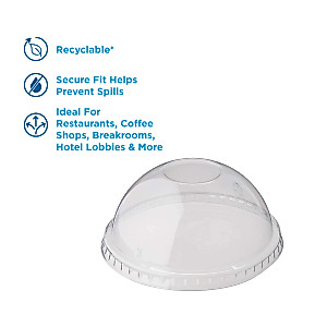 Georgia-Pacific Dixie® Dome Lid for 14-24 oz PETE Cold Cups, DF1424PET, Clear, 100 Lids per Sleeve, 10 Sleeves per Case