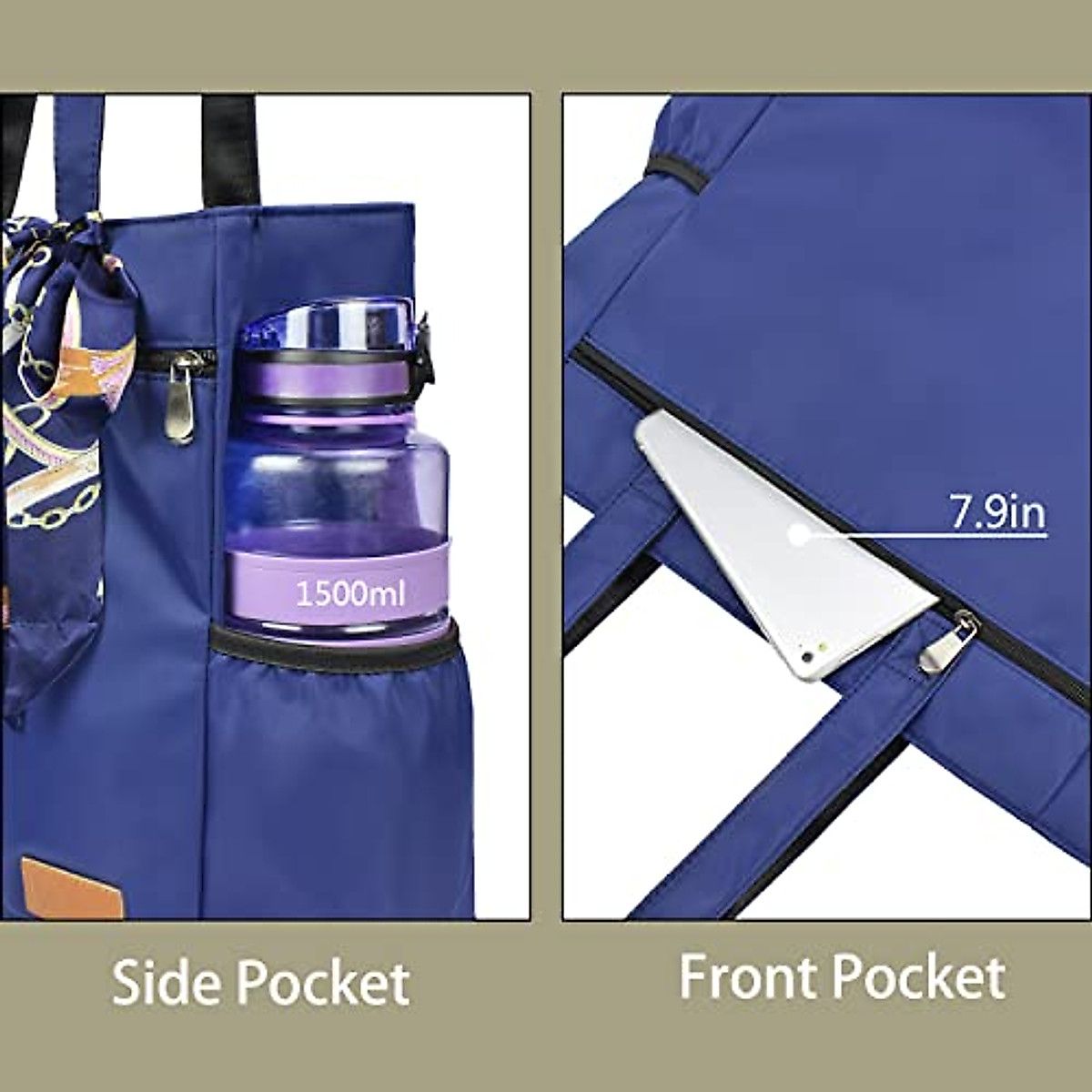 CLOUDMUSIC Gym Tote Shoulder Bag Shopping Travel For Girls Women(Dark Blue)