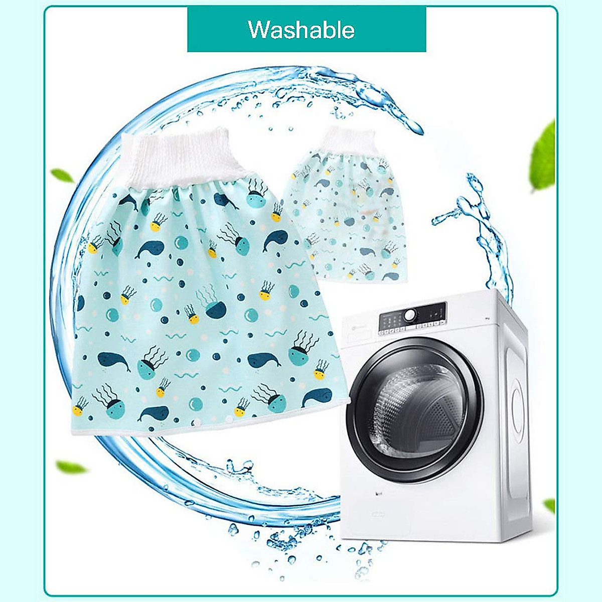 Toddler Waterproof Training Pants Cloth Diaper Skirts for Baby Boy Girl Night Time Sleeping Bed Clothes for Potty Training… (Blue)