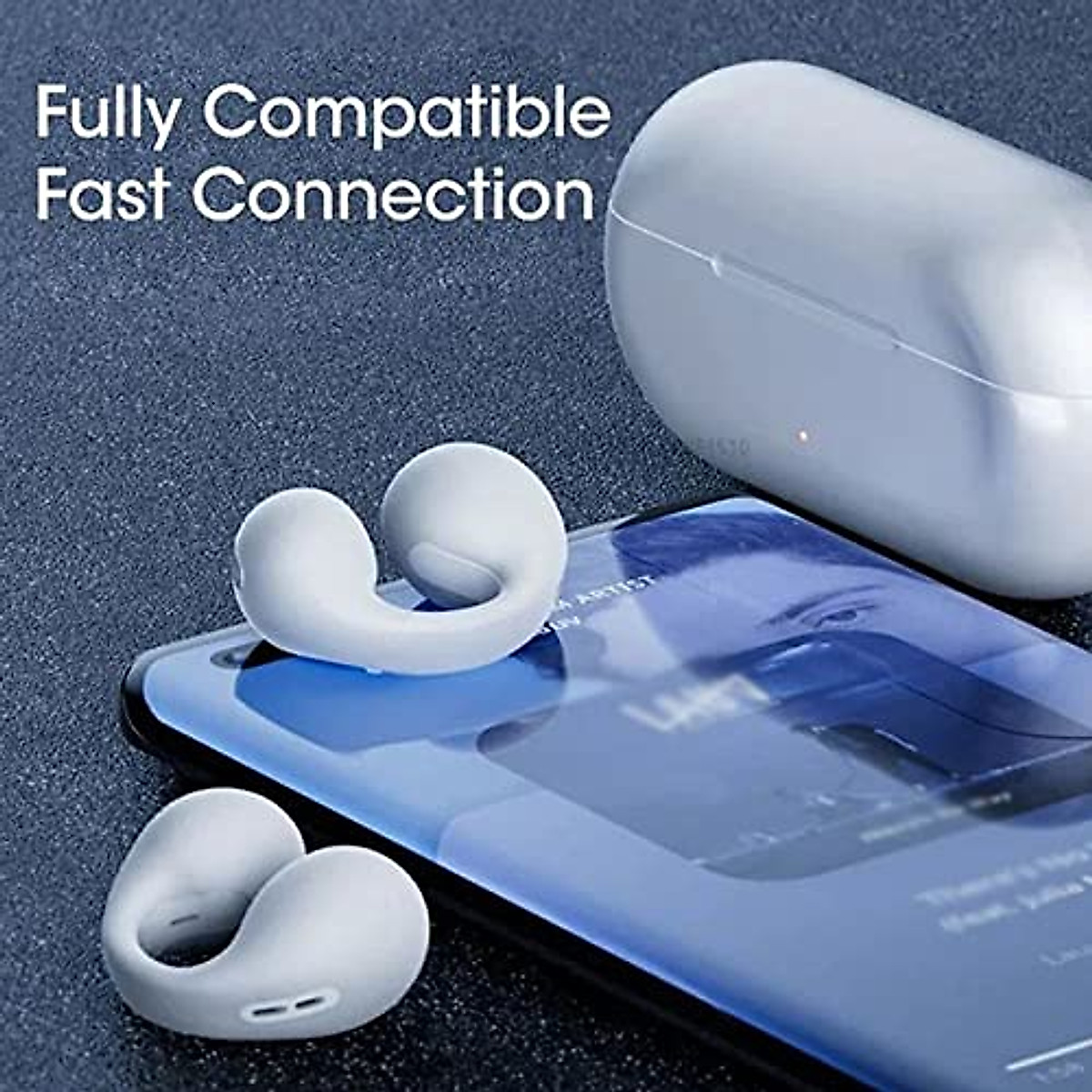MONKPEAR 2SET Wireless Ear Clip Bone Conduction Headphones - Mini Bone Conduction Headphones, Open Ear Headphones Wireless Bluetooth for Running Sports (C)