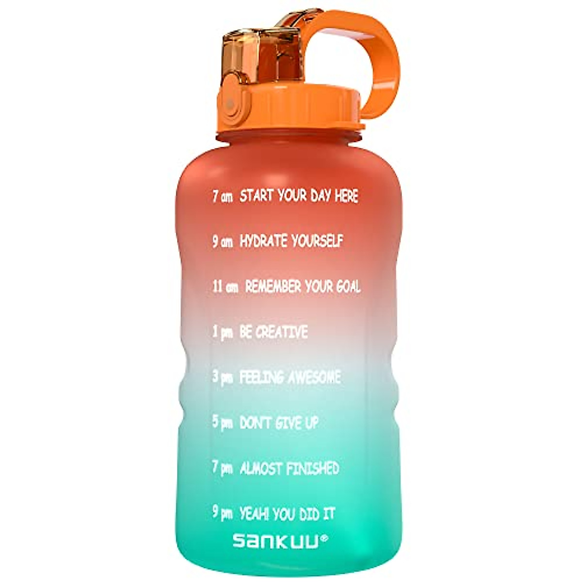 SANKUU Large 1 Gallon/128oz (When Full) Gallon Water Bottle Motivational with Time Marker & Straw, Leakproof Water Jug Ensure You Drink Daily Water Throughout The Fitness Day