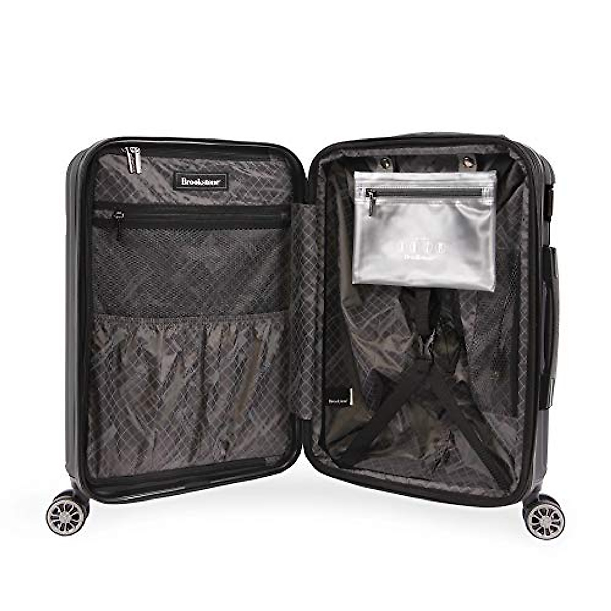 Brookstone Luggage Nelson 2pc Hardside Spinner Luggage, Black, 2 Piece Set