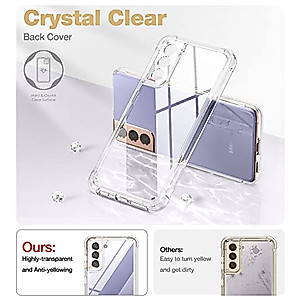 SURITCH Clear Case for Samsung Galaxy S21 5G,[Built in Screen Protector][Camera Lens Protection] Full Body Protective Hard Shell+Soft TPU Bumper Shockproof Rugged Cover for Galaxy S21 6.2" (Clear)
