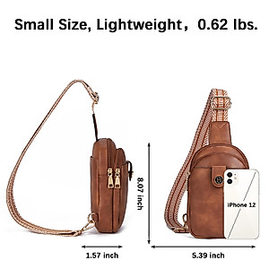 BOSTANTEN Small Sling Bag Crossbody Bags for Women Crossbody Trendy Purse Leather Chest Bag, Brown