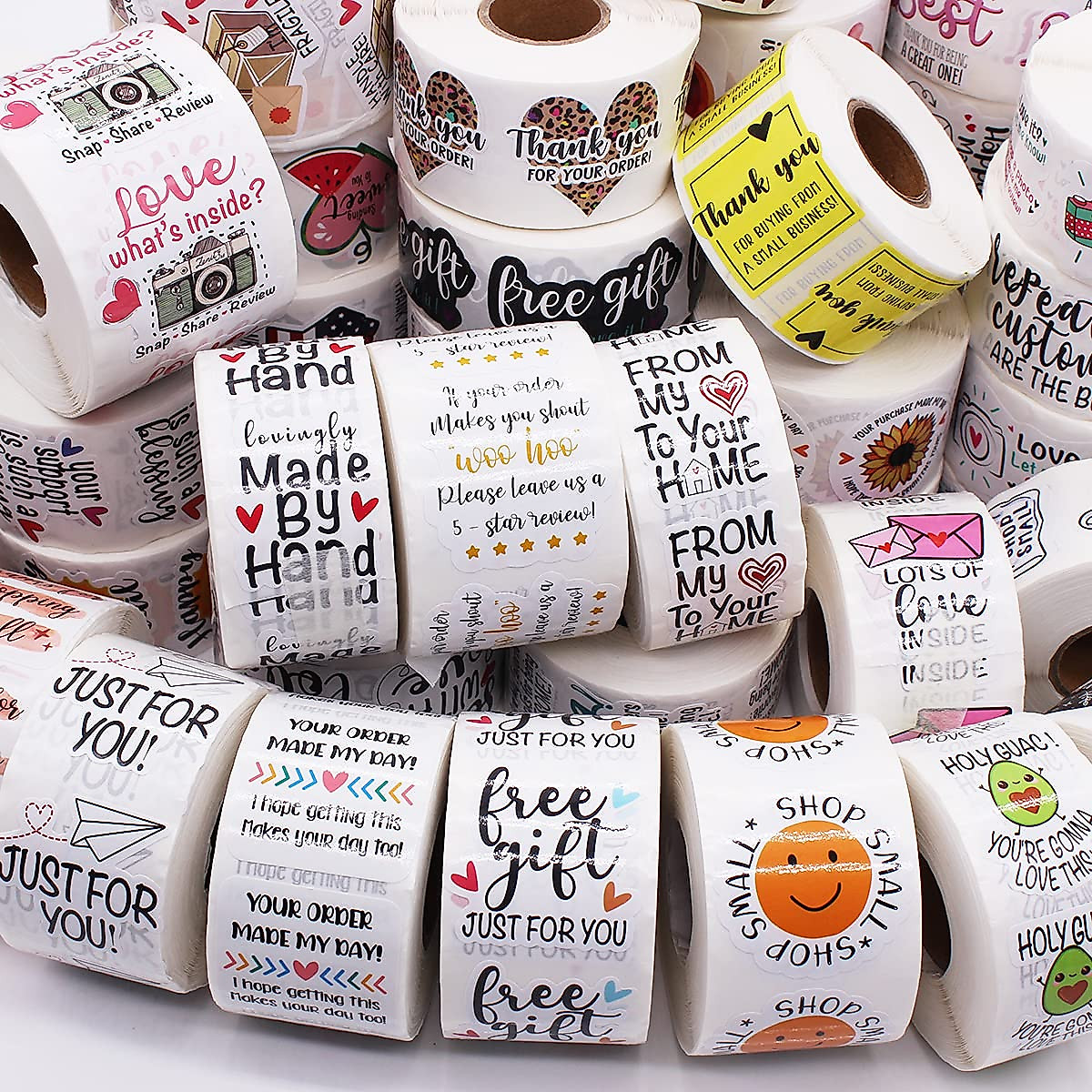 Littlefa 1.5” Happy Mail with Sun Design Stickers,Mail Stickers,Bakeries Stickers,Handmade Stickers,Small Business Stickers, Envelopes Stickers, Gift Bags Packaging 500 PCS