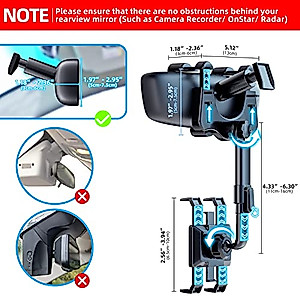 FONKEN 2-Pack 360°Rotatable and Retractable Car Phone Holder, 【New Version】 Multifunctional Rearview Mirror Phone Holder Universal Phone Mount for Car Rear View Mirror Car Mount for All Smartphones