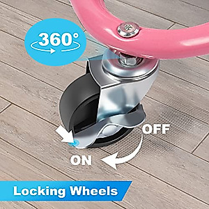 Homchwell Metal 3 Tier Utility Cart, Mesh Rolling Cart Organizer with Handle & Lockable Wheels, Multi-Functional Rolling Storage Cart for Kitchen, Bathroom, Living Room and Office