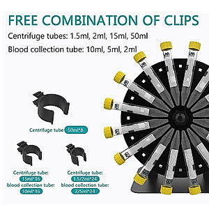 CHANGLKJ Lab Rotating Mixer, Tube Rotary Shaker with 1min-23h59min Timer for 1.5/15/50ml Tubes, Speed 20-80rpm and 40°- 80° Rotating Angle Adjustable, Stable Operation, for Solid Powder, Urine, Blood