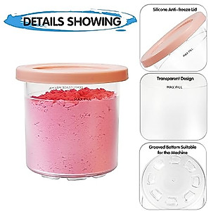 Moloudan 16 oz. Containers, 4-Pack Pints and Lids Replacement For Ninja Creami NC299AMZ NC300 NC301 Series, BPA-Free & Dishwasher Safe (Blue, Pink, Green, Grey)