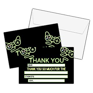 Lesixur Video Game Birthday Party Thank You Cards for Kids, Thank You Notes for Girls Boys, Party Decorations, Supplies for Kids Teens, 27 Cards With Envelopes(A08)