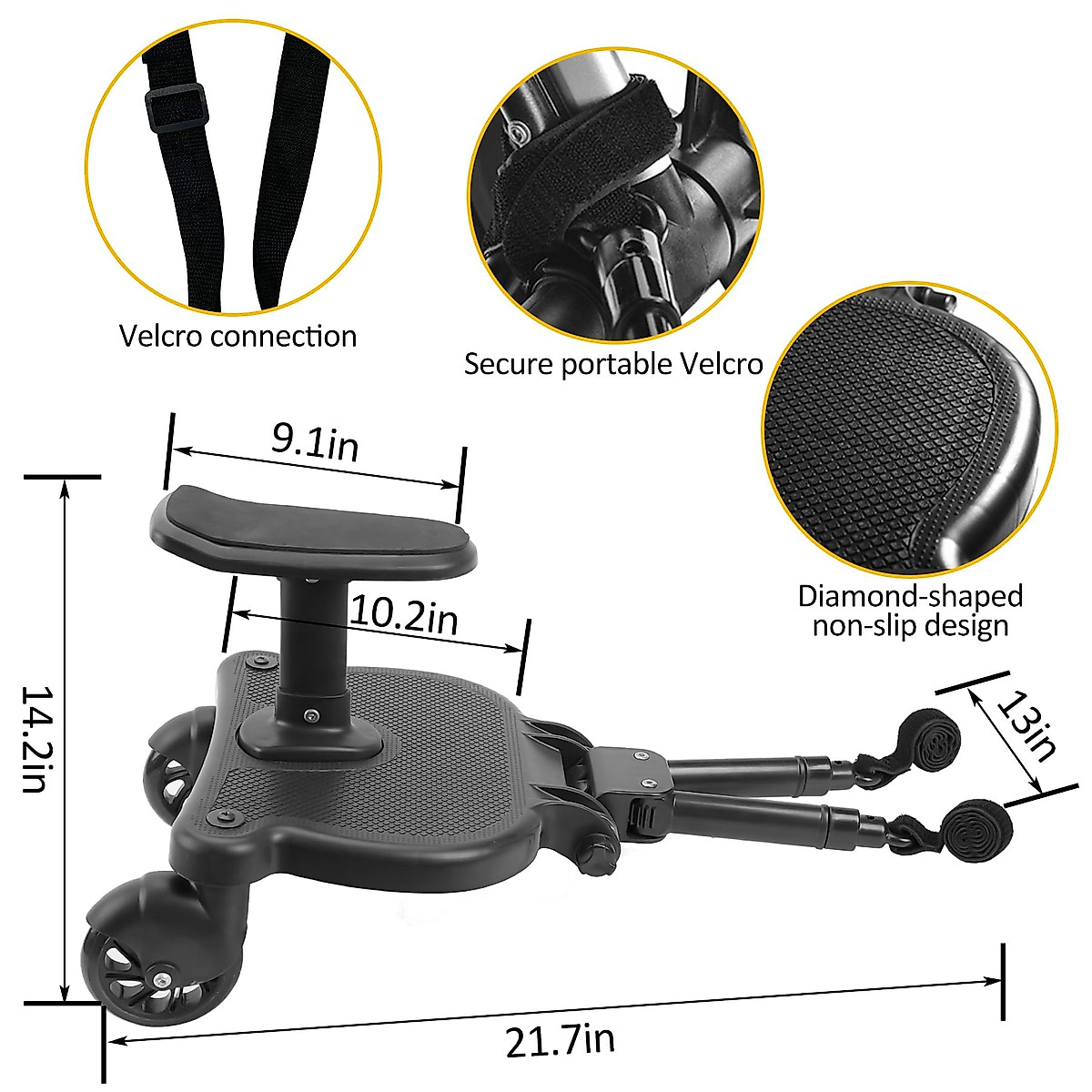 2024 New-Universal Stroller Board Buggy Board with Detachable Seat, 2in1 Sit and Stand Stroller Glider Board for Most Strollers, Holds Children Up to 55 LBs City Mini Stroller Standing Board (Blue)