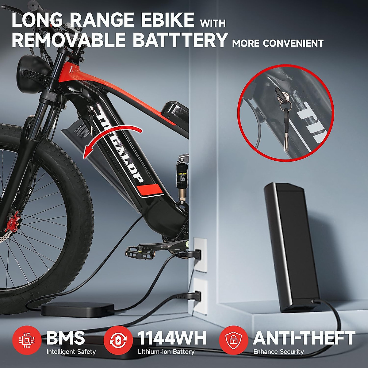 Electric Bike for Adults - 2000W Ebike with 37MPH 50Miles Range, 26'' x 4.0'' Off-Road Fat Tires Bicycle,52V 22Ah Removable Battery Electric