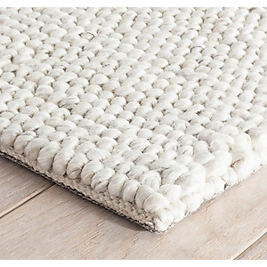 S & L Homes Wool Cotton Hand Woven Chunky Knit Popcorn Rug - Ivory Contemporary Area Rug for Living Room Bedroom (8' x 10' - Ivory)