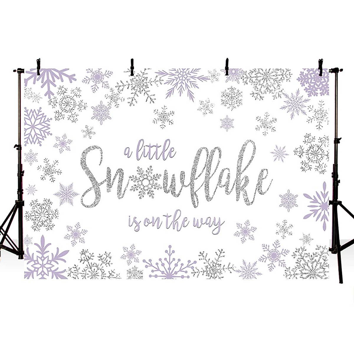MEHOFOND Winter Snowflake Kids Baby Shower Backdrop Purple and Silver Photography Background Party Decorations Winter Wonderland Photo Studio Banner for Cake Table Supplies 7x5ft