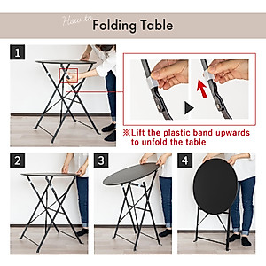 Indoor/Outdoor 3-Piece Foldable Bistro Set, Folding Outdoor Patio Furniture Sets, 2 Chairs and 1 Table, Weather-Resistant Outdoor/Indoor Conversation Set for Patio (Red)