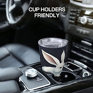 EKPRAVDKTF Cute White Rabbit 20oz Insulated Stainless Steel Tumbler With Lids And Straws, Double Wall Vacuum Travel Coffee Mug, Thermal Cup For Cold & Hot Drinks, Reusable Metal Straw & Brush