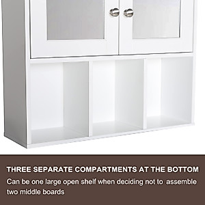 VEIKOU Oversized Bathroom Wall Mounted Storage Cabinet with Dual Mirror Doors, 30.4'' Hanging Medicine Cabinet for Bathroom, Bathroom Cabinet with Adjustable Shelves, White