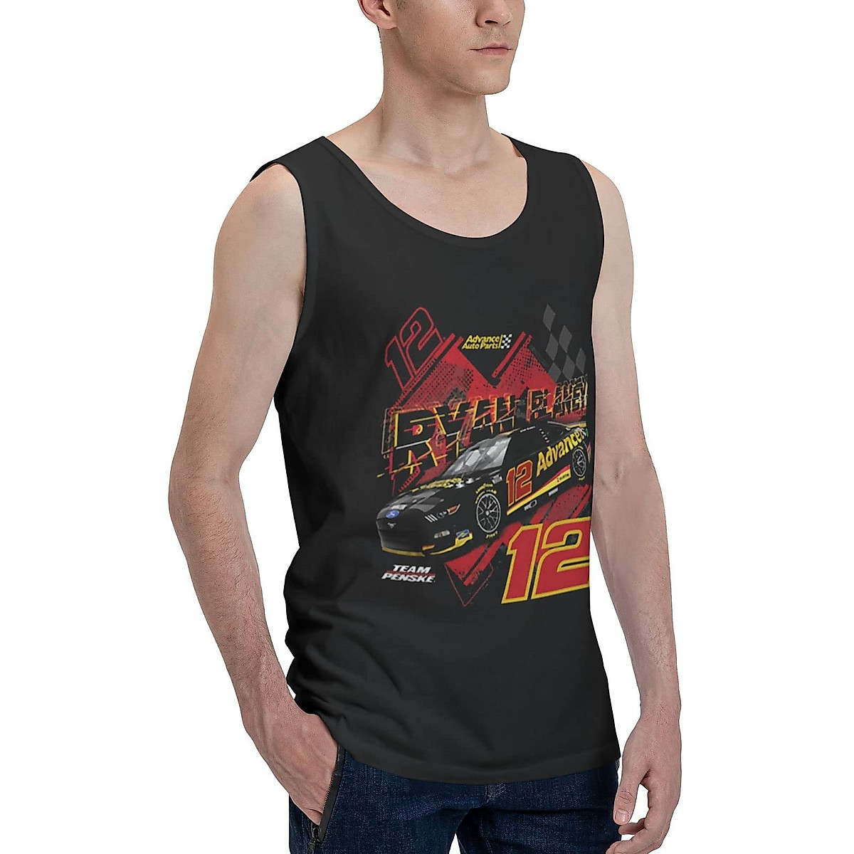 ASFRSH Ryan Blaney 12 Men Sleeveless Garment Sport T-Shirt Athletic Undershirt Tank Top Shirt Quick Dry Men's Tee Black