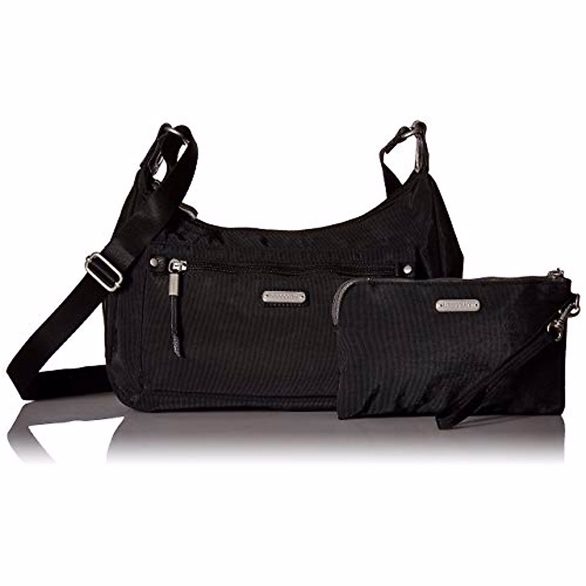 Baggallini womens Out About Bagg With Rfid Wristlet top handle handbags, Black, One Size US