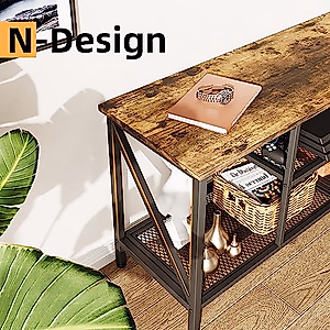 CAIYUN TV Stand 55 Inch TV, Modern Entertainment Center for 50/55/60/65 Inch TV, 3-Tier Industrial Television Stand with Open Storage Shelves, TV Stand for Bedroom, Rustic Brown