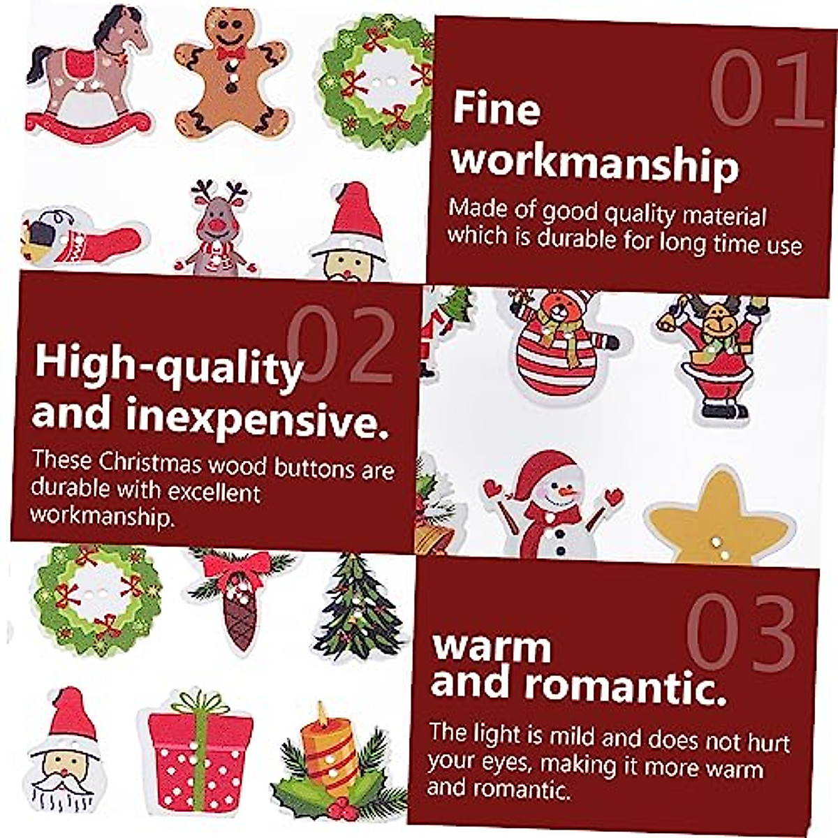 VILLCASE 500 Pcs Christmas Wooden Buttons Santa Button Gingerbread Man Button Craft Fancy Buttons Colorful Buttons Wood Jewelry Button Wooden Embellishment Table Scatter Mix Clothing Child