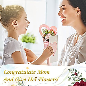 Thenshop 20 Pcs Single Flower Sleeve Love Heart Floral Bouquet Bags Paper Flower Bag Pink Gift Florist Box with Ribbons for Packaging Wrapping Single Rose Flower